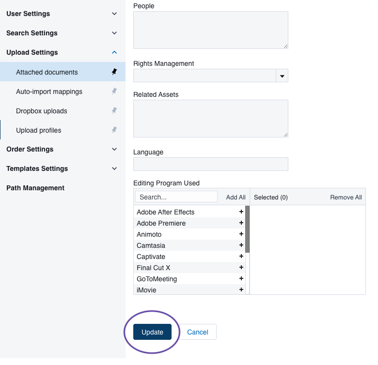 How do I create pre-populated free text metadata fields in upload profiles?